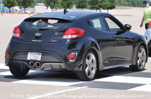A rear end of the 2012 Hyundai Veloster Turbo | Torque News